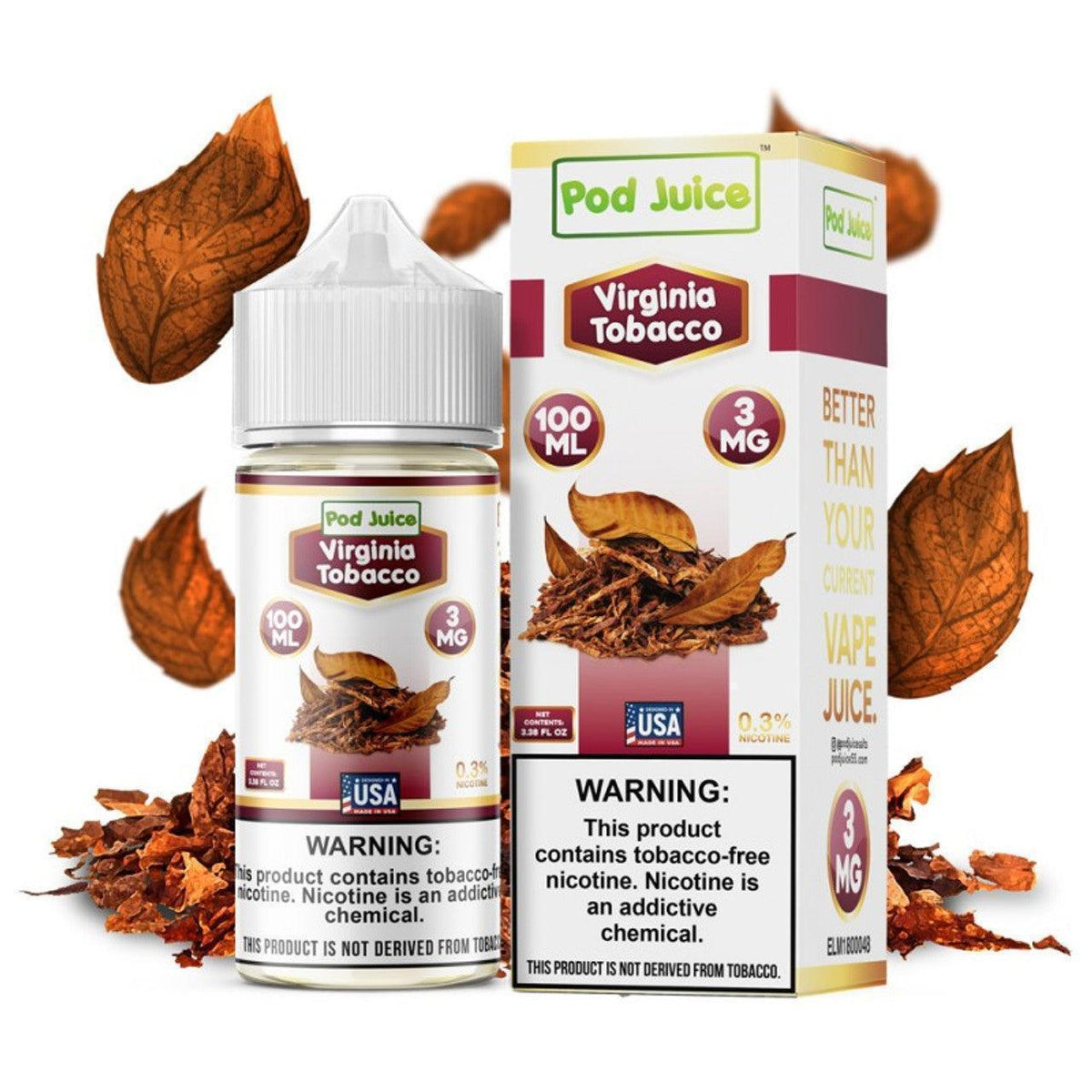 Virginia Tobacco - POD Juice 100mL | Premium E-Liquid for Vaping